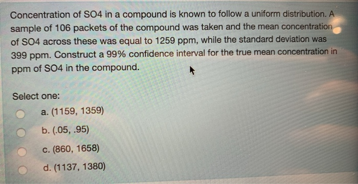 Solved Concentration of SO4 in a compound is known to follow | Chegg.com