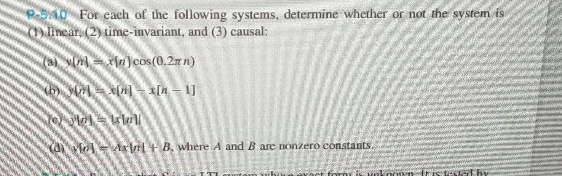 Solved P-5.10 For each of the following systems, determine | Chegg.com
