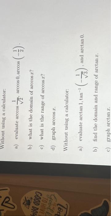 Solved Without using a calculator: a) evaluate | Chegg.com