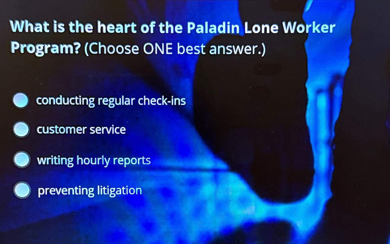 Solved What is the heart of the Paladin Lone Worker Program? | Chegg.com