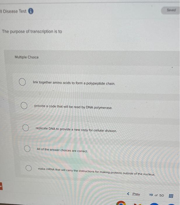 Solved The purpose of transcription is to Multiple Choice | Chegg.com