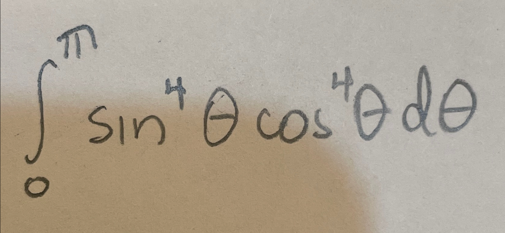 Solved ∫0πsin4θcos4θdθ | Chegg.com