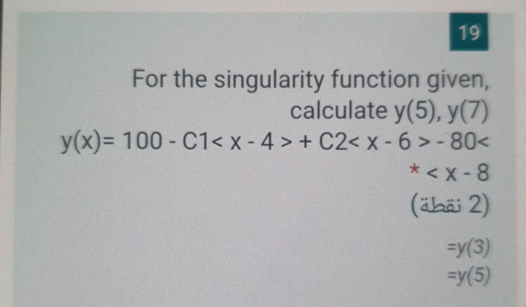Solved 19 For the singularity function given, calculate | Chegg.com