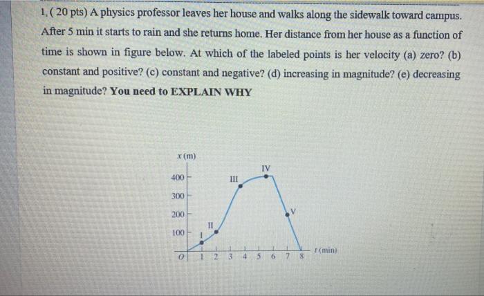 Solved 1. (20 pts) A physics professor leaves her house and | Chegg.com