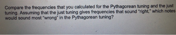 Solved Pythagorean Tuning с C# D D# E F F# G G# A A# Note | Chegg.com