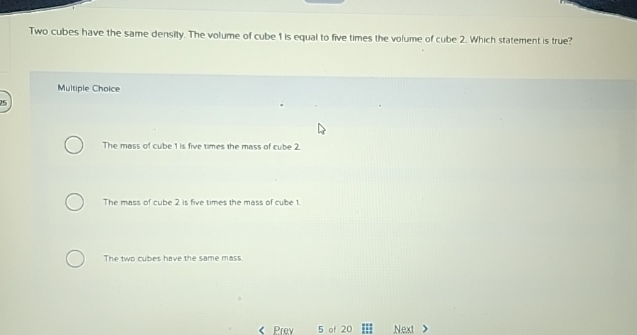 Solved Two cubes have the same density. The volume of cube 1 | Chegg.com