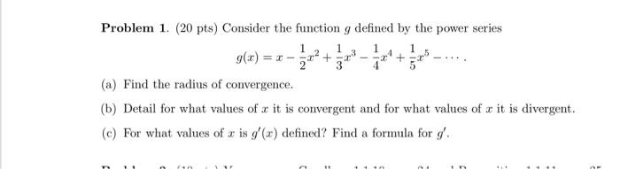 Solved Problem 1. (20 pts) Consider the function g defined | Chegg.com