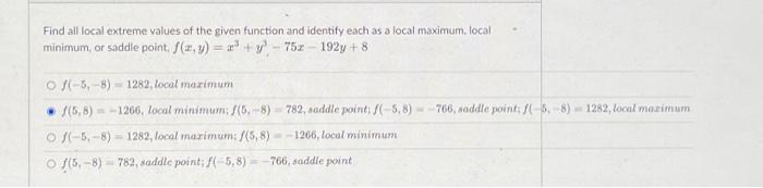 Solved Find all local extreme values of the given function | Chegg.com