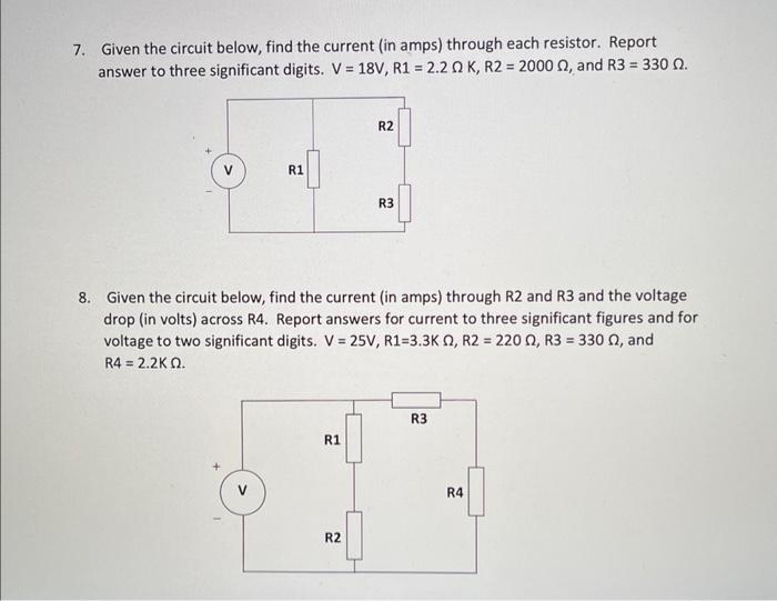 Solved 7. Given the circuit below, find the current (in | Chegg.com