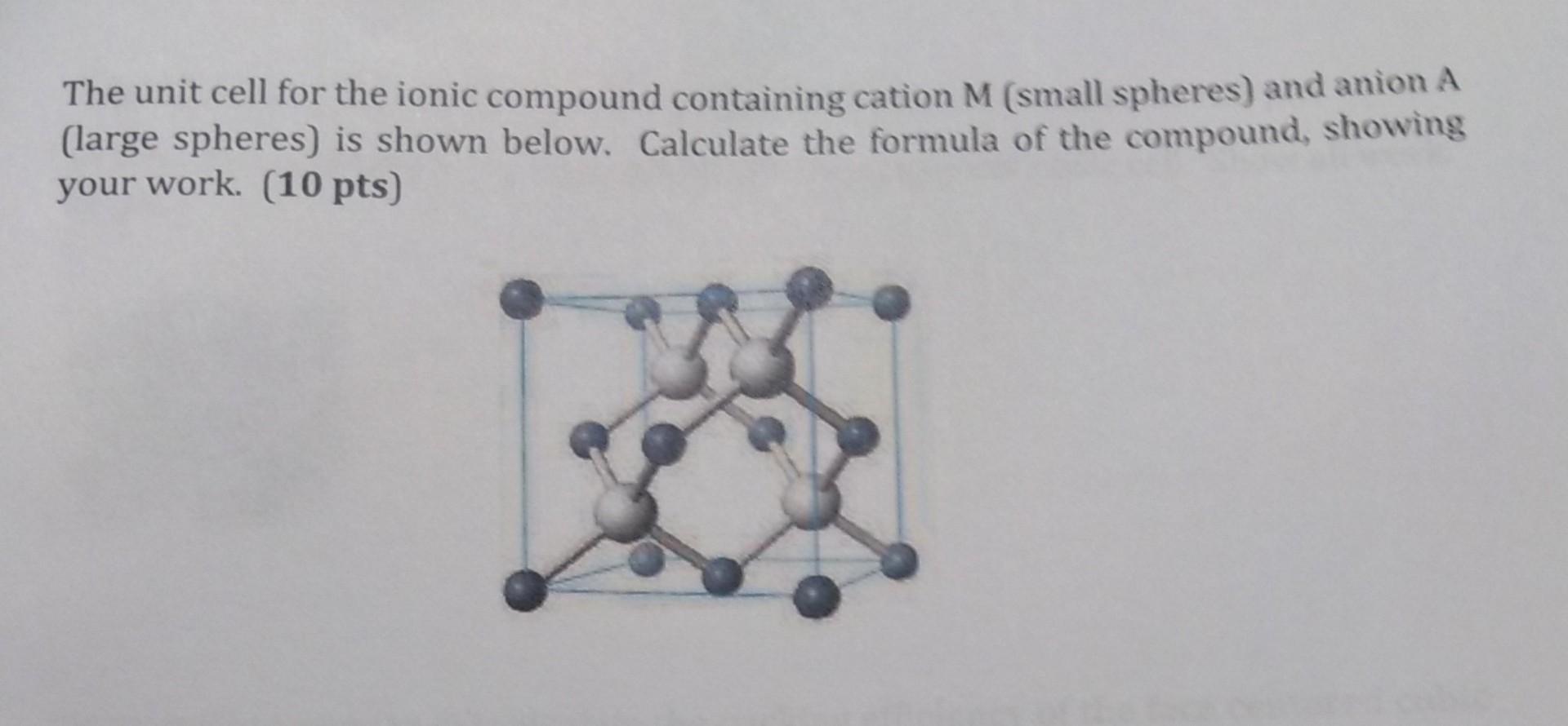 Solved The unit cell for the ionic compound containing | Chegg.com