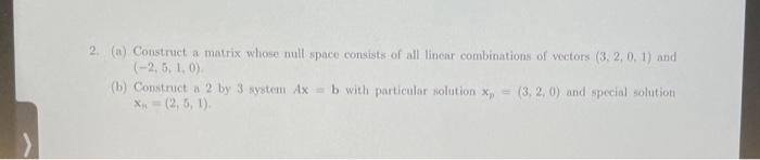 Solved 2 A Construct A Matrix Whose Null Space Consists