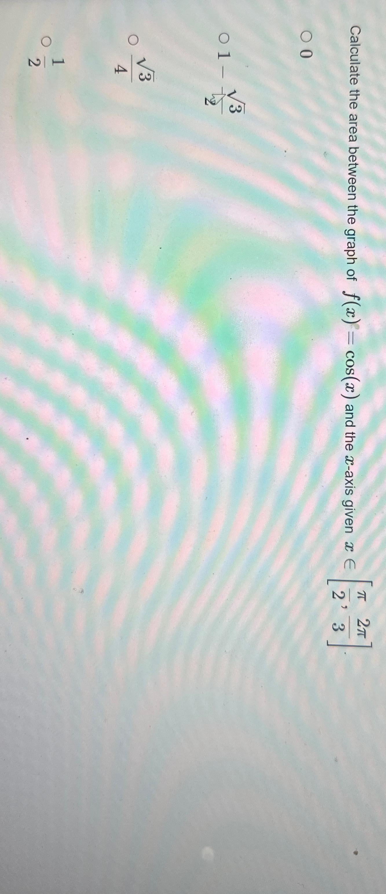 Solved Calculate the area between the graph of f(x)=cos(x) | Chegg.com