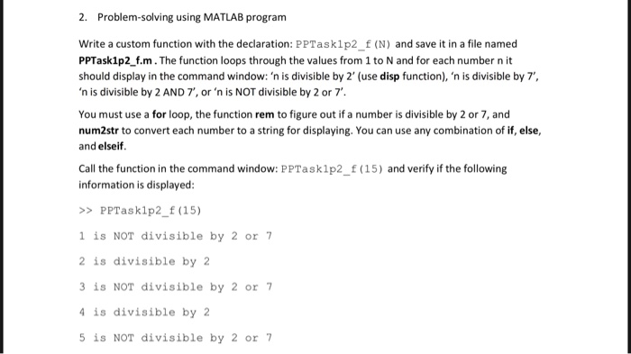 Solved 2 Problem Solving Using Matlab Program Write A 5857