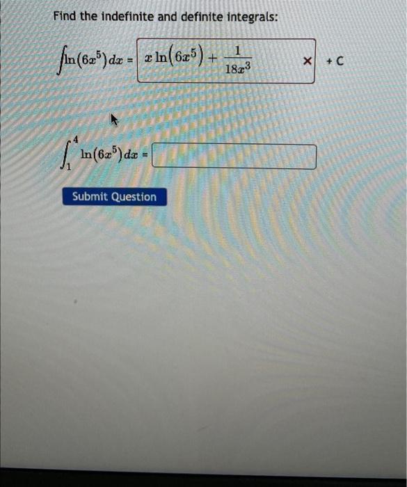 Find the indefinite and definite integrals: | Chegg.com