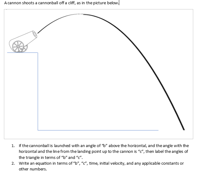 A cannon shoots a cannonball off a cliff, as in the | Chegg.com
