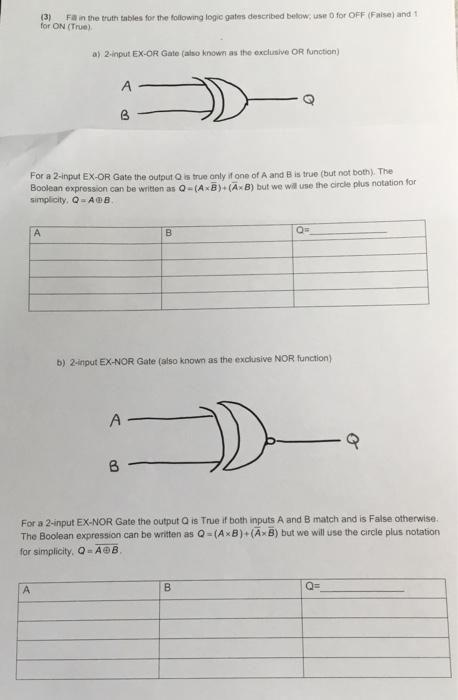 Solved (3) Fill in the truth tables for the following logic | Chegg.com