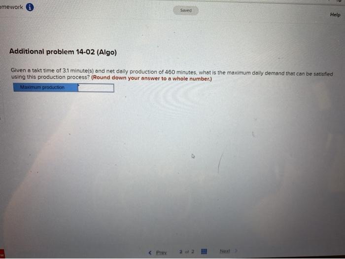Solved omework Saved Help Additional problem 14-02 (Algo) | Chegg.com Solved omework Saved Help Additional problem 14-02 (Algo) | Chegg.com