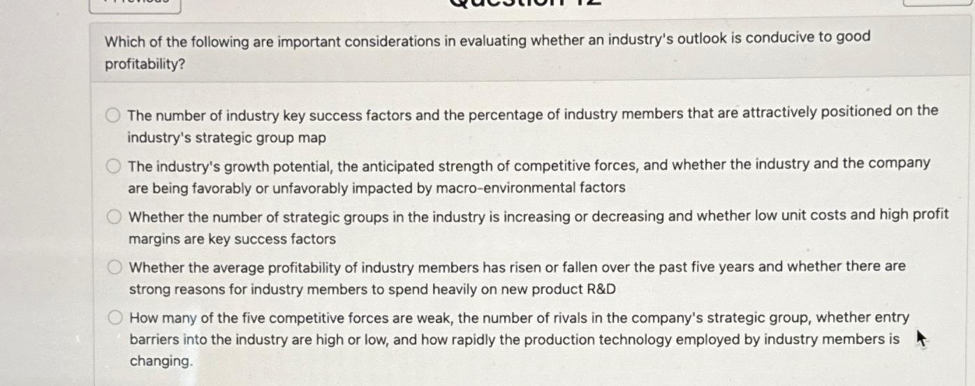 Solved Which of the following are important considerations | Chegg.com