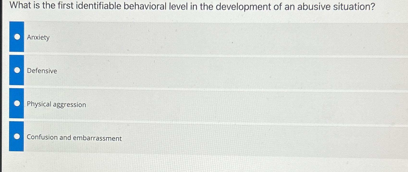 Solved What is the first identifiable behavioral level in | Chegg.com