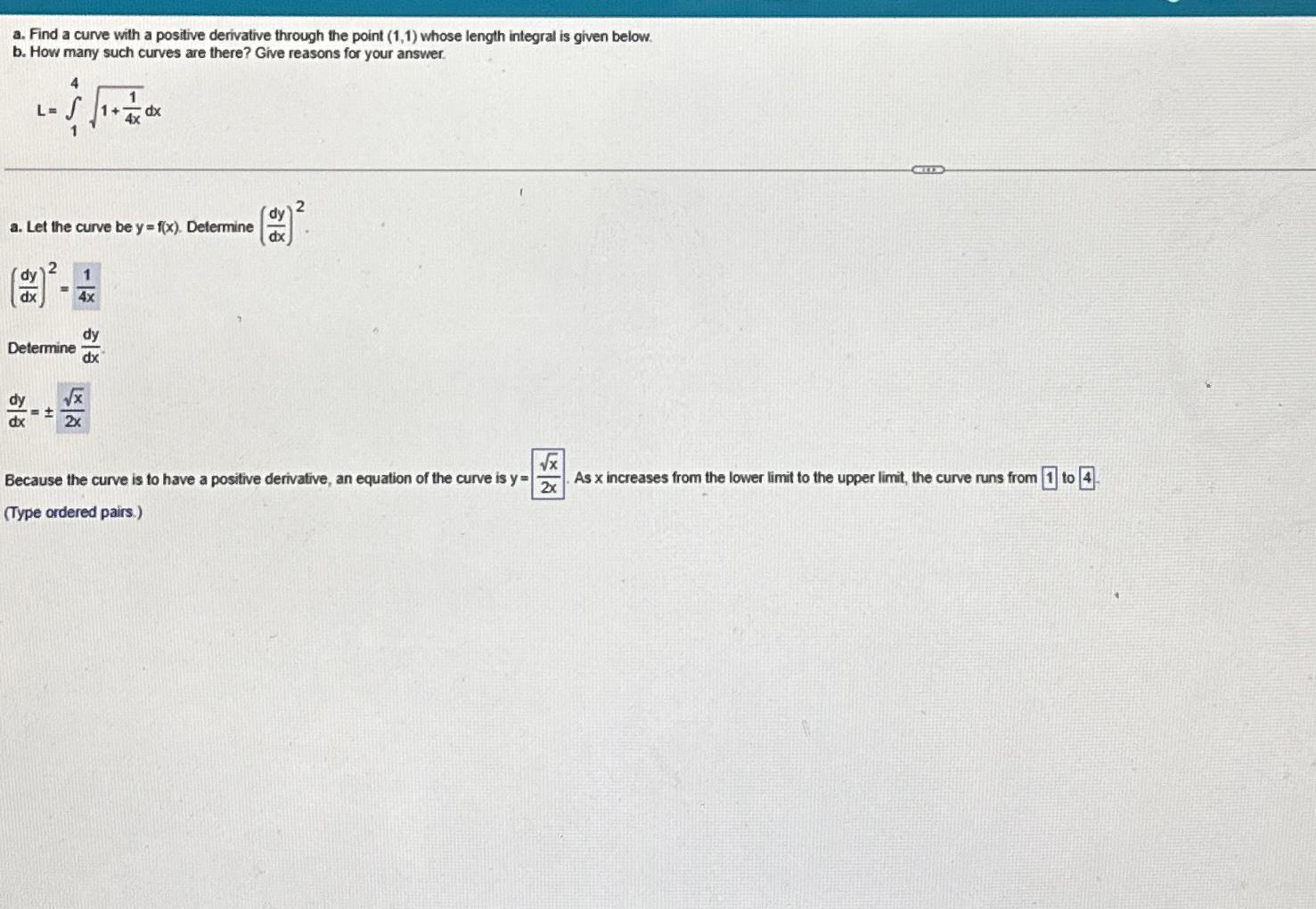Solved a. ﻿Find a curve with a positive derivative through | Chegg.com