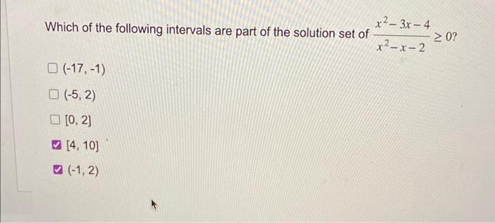 Solved Which of the following intervals are part of the | Chegg.com