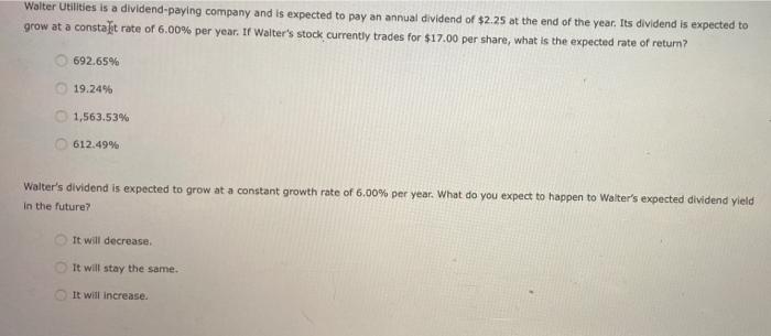 Solved The constant growth valuation formula has dividends | Chegg.com