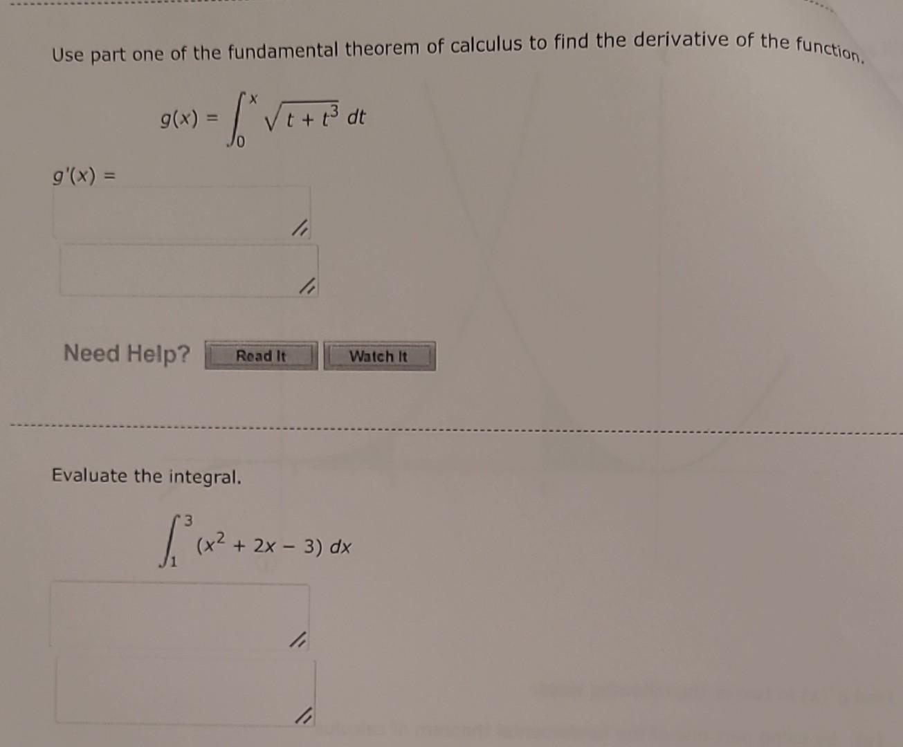 Solved Use part one of the fundamental theorem of calculus | Chegg.com