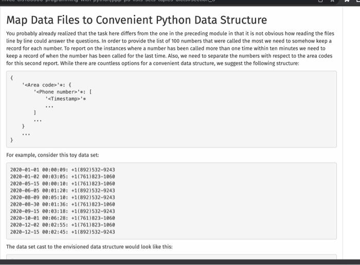Solved Map Data Files to Convenient Python Data Structure | Chegg.com