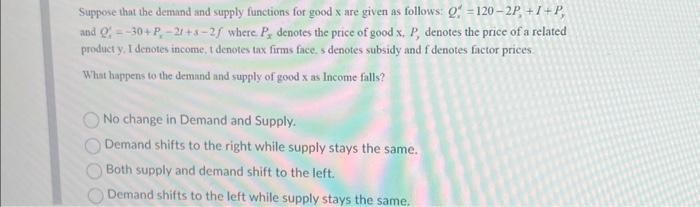 Solved Suppose that the demand and supply functions for good | Chegg.com