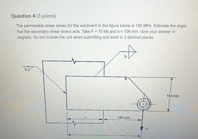 Solved Question 4 (3 ﻿points)The permissible shear stress | Chegg.com