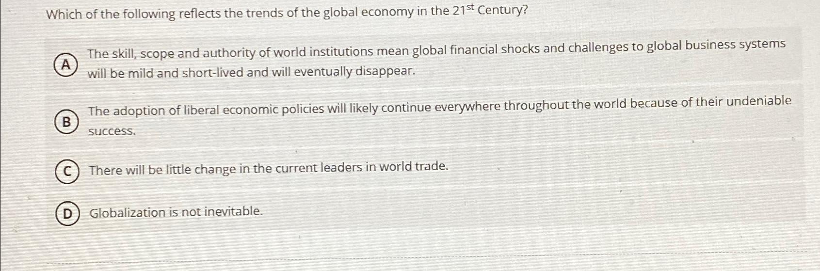 Solved Which of the following reflects the trends of the | Chegg.com