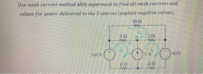 Solved Use mesh current method with supermesh to find all | Chegg.com
