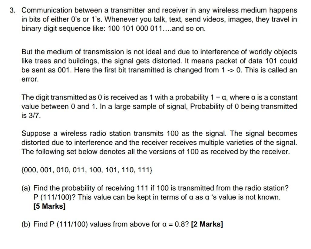 Solved Communication between a transmitter and receiver in | Chegg.com