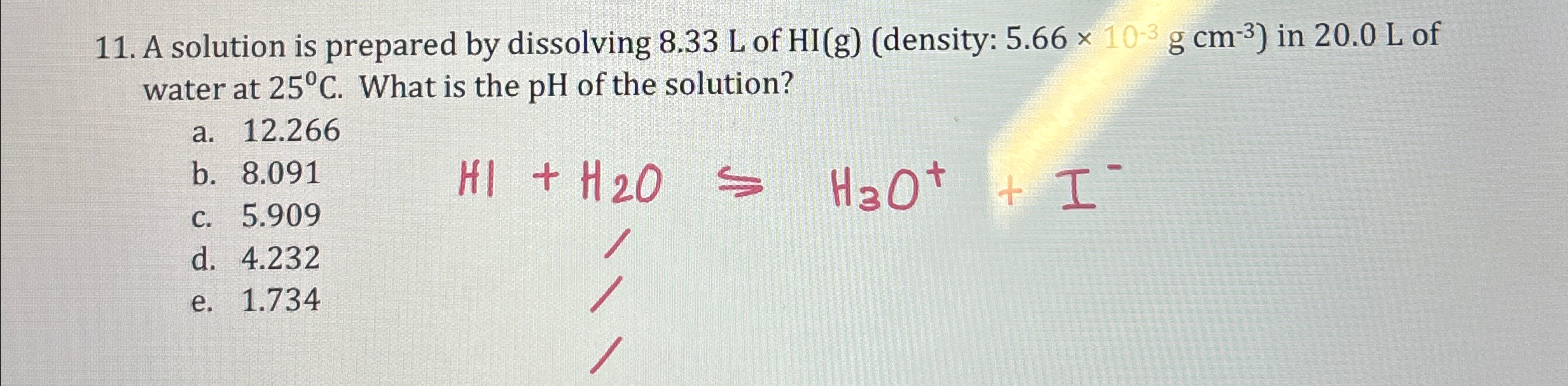 A solution is prepared by dissolving 8.33L ﻿of | Chegg.com