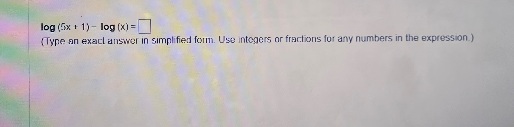 Solved log(5x+1)-log(x)= (Type an exact answer in simplified | Chegg.com