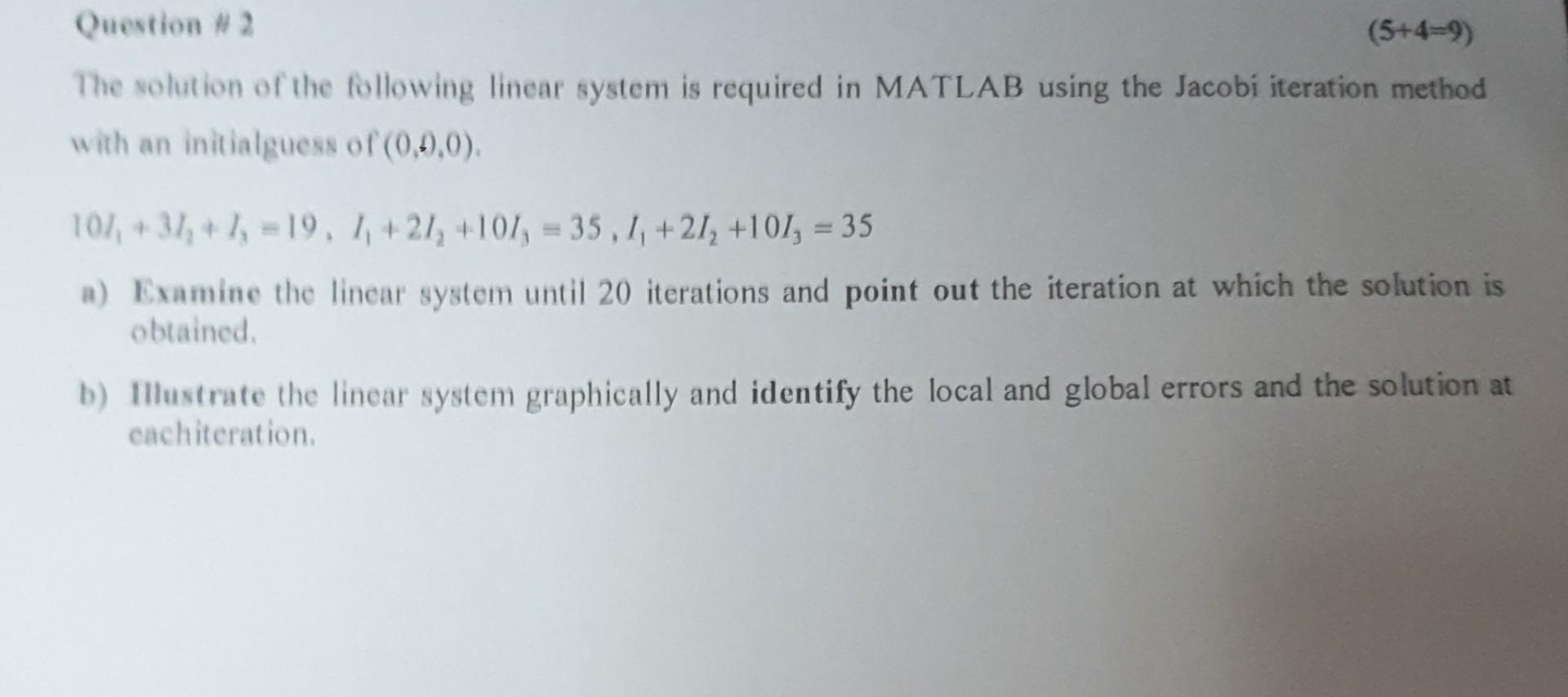 Solved The solution of the following linear system is | Chegg.com