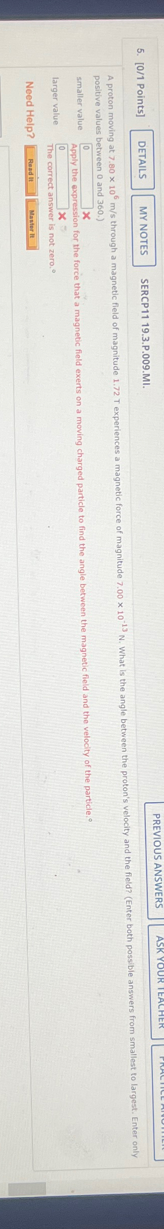 Solved [0/1 ﻿Points] ﻿SERCP11 19.3.P.009.MI.PREVIOUS | Chegg.com