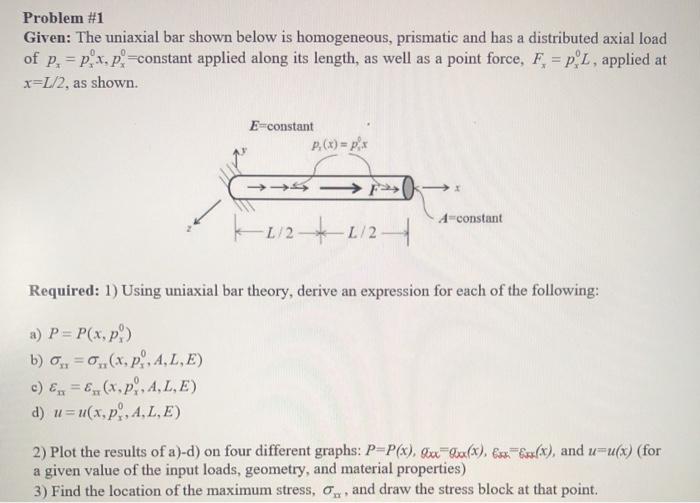 Solved Problem #1 Given: The uniaxial bar shown below is | Chegg.com