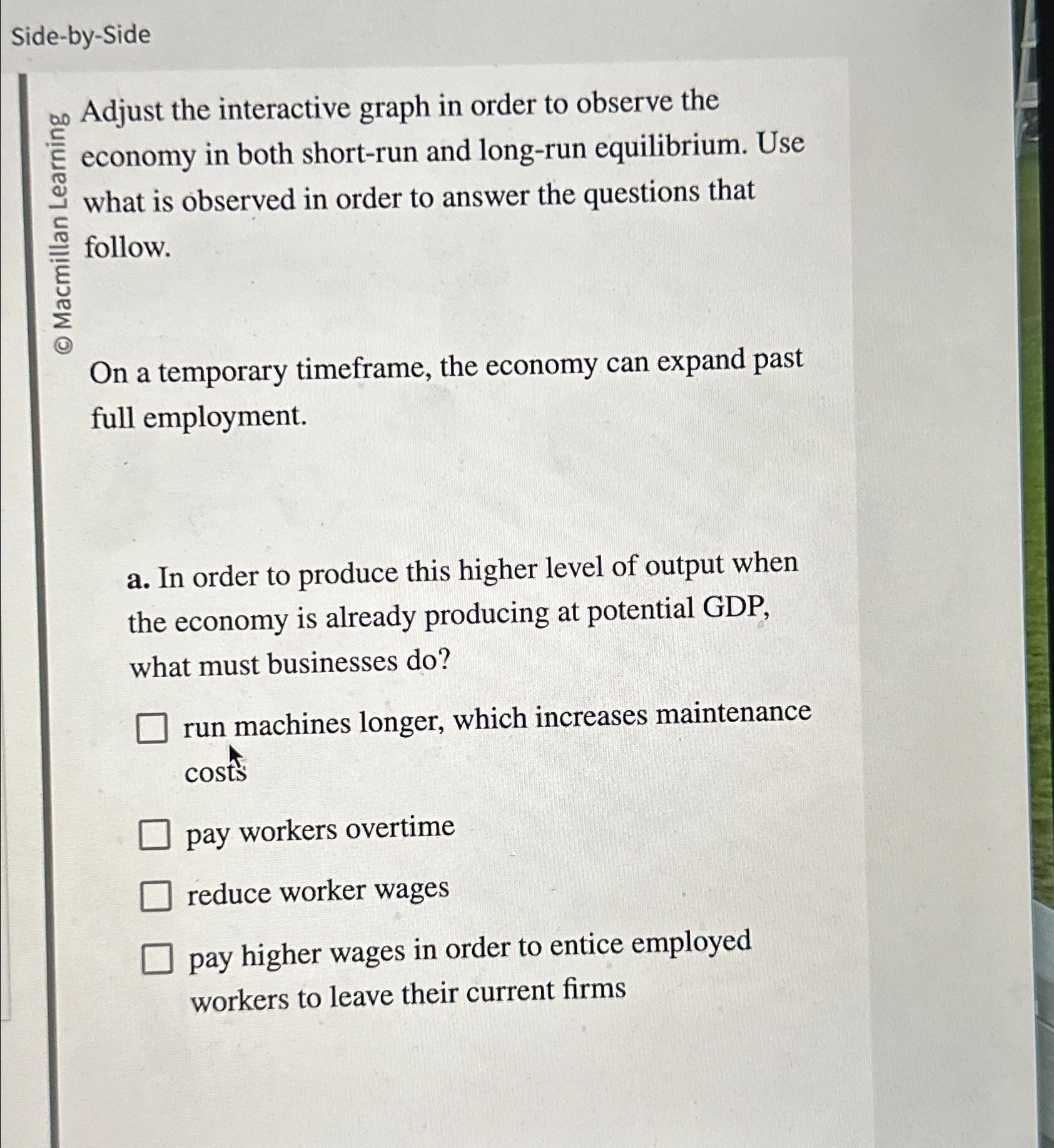 Solved Side-by-Sideon Adjust the interactive graph in order | Chegg.com