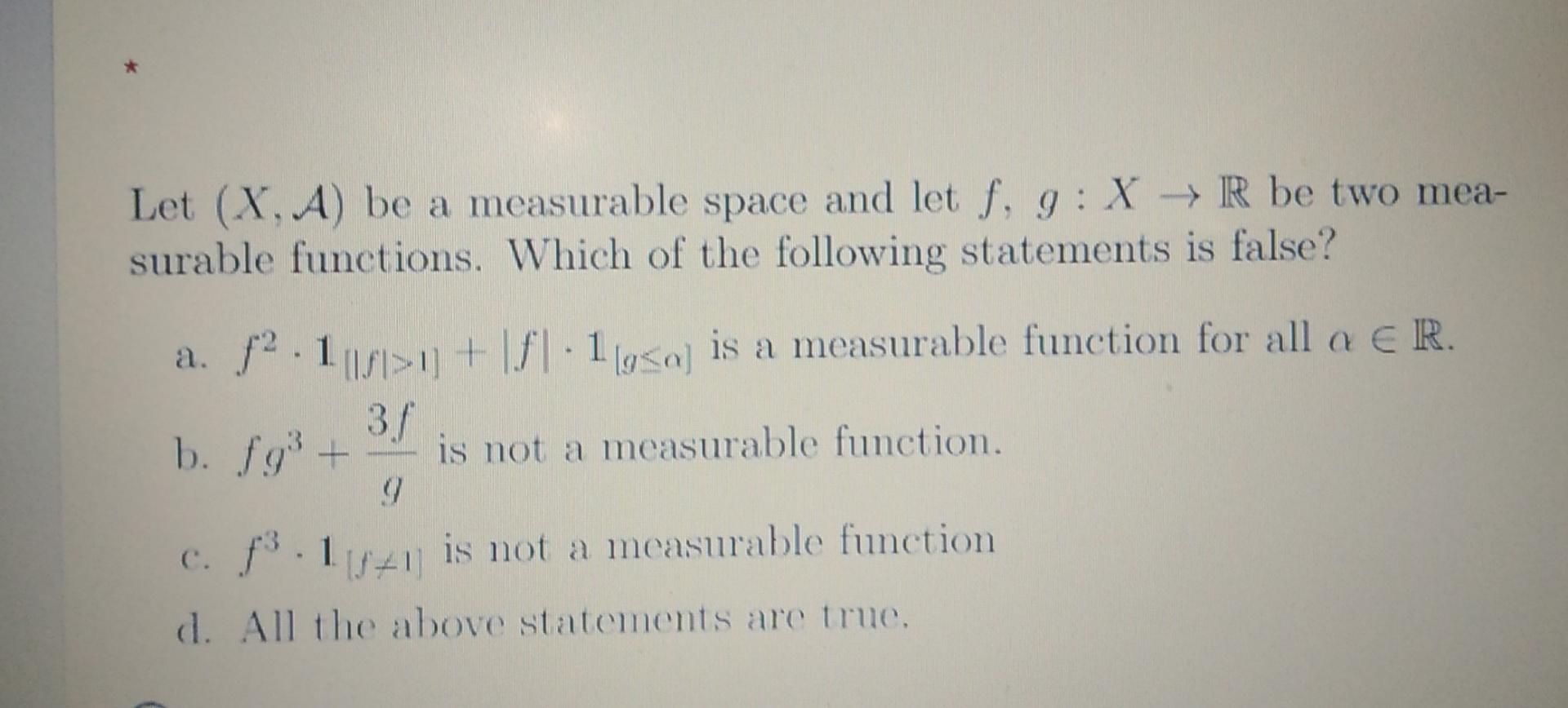 Solved Let X A Be A Measurable Space And Let F 9 X → R