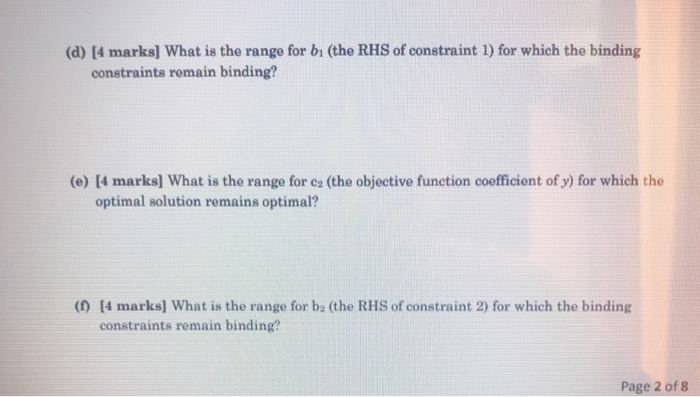 Solved Problem 1 Consider The Following Two Variable Linear 