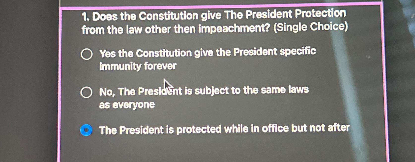 Solved Does the Constitution give The President Protection | Chegg.com