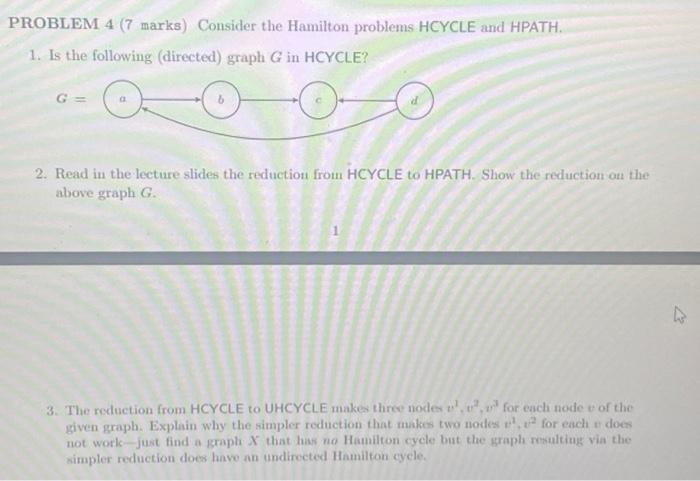 Solved ROBLEM 4 ( 7 marks) Consider the Hamilton problems | Chegg.com