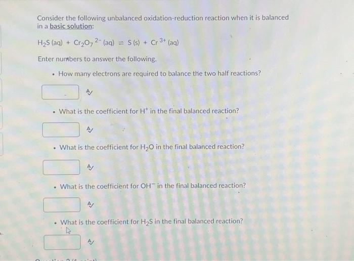 Solved Consider the following unbalanced oxidation-reduction | Chegg.com
