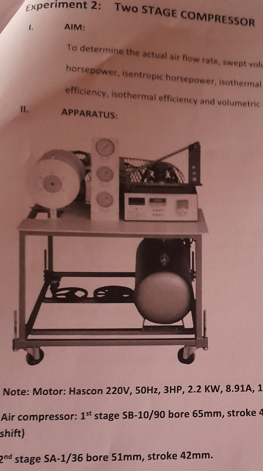 Solved Experiment 2: Two STAGE COMPRESSOR 1. AIM: To | Chegg.com