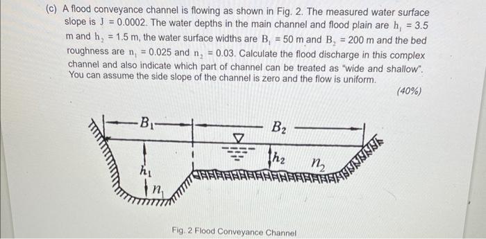 Solved (c) A flood conveyance channel is flowing as shown in | Chegg.com