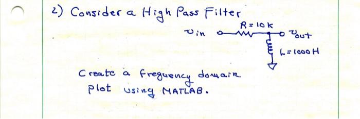 Solved 2) Consider a High Pass Filter Create a freguency | Chegg.com