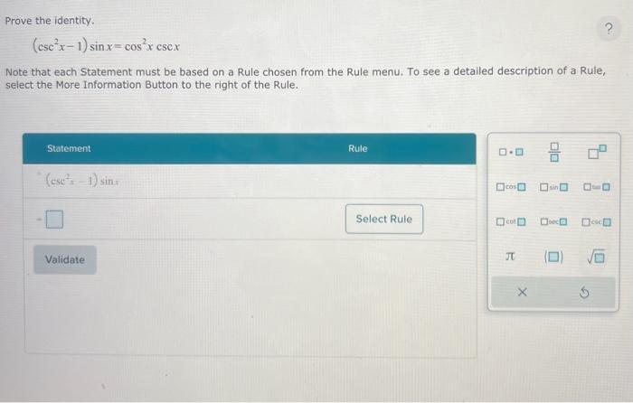 Solved Prove the identity. cotxcosx+sinx=cscx Note that each | Chegg.com