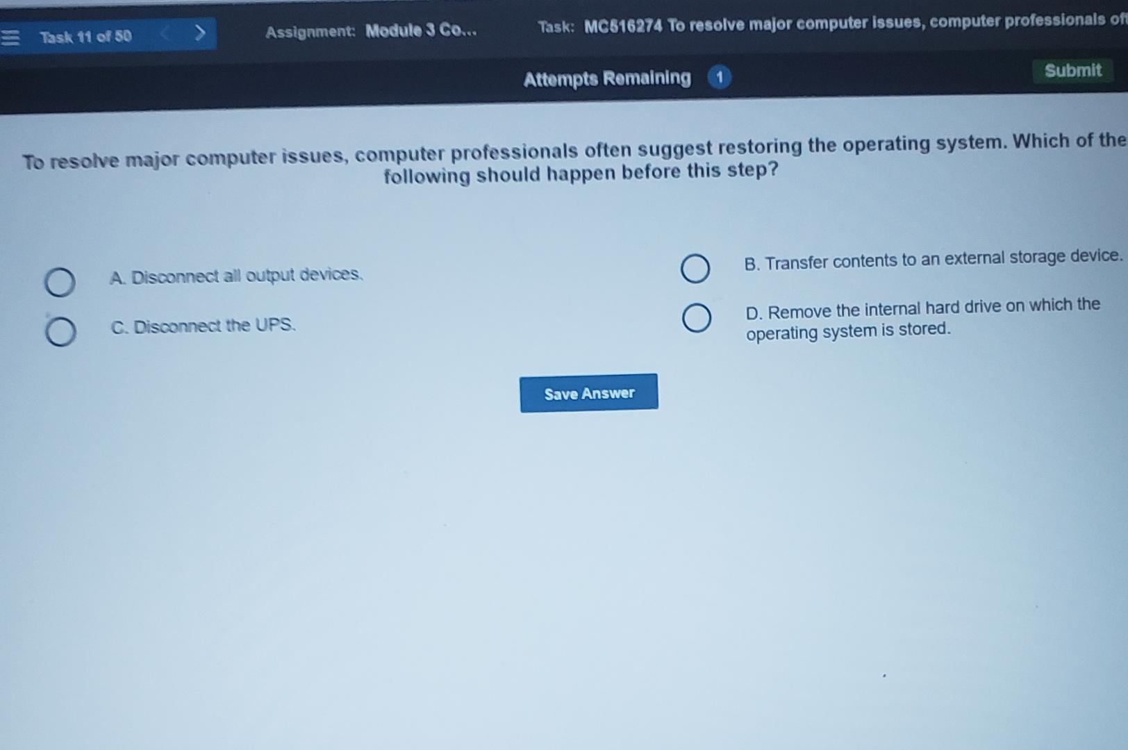 Solved Task 11 ﻿of 50Assignment: Module 3CO..Task: MC516274 | Chegg.com