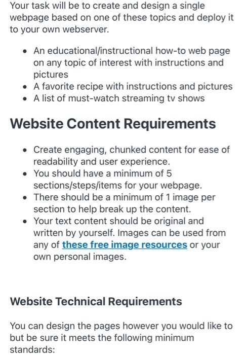 Solved Your task will be to create and design a single | Chegg.com